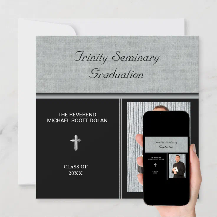 Seminary Graduation Photo Christian Custom Invitation | Zazzle