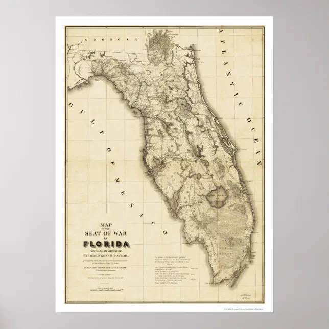 Seminole War Florida Map 1839 Poster | Zazzle