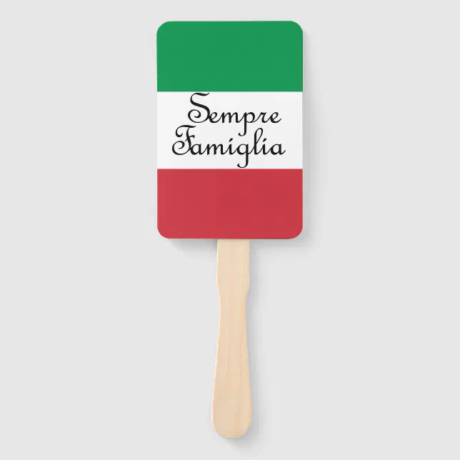 Sempre Famiglia and Italian flag colors Hand Fan | Zazzle