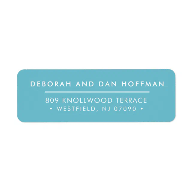 SENDER ADDRESS cute modern minimal turquoise blue Label | Zazzle