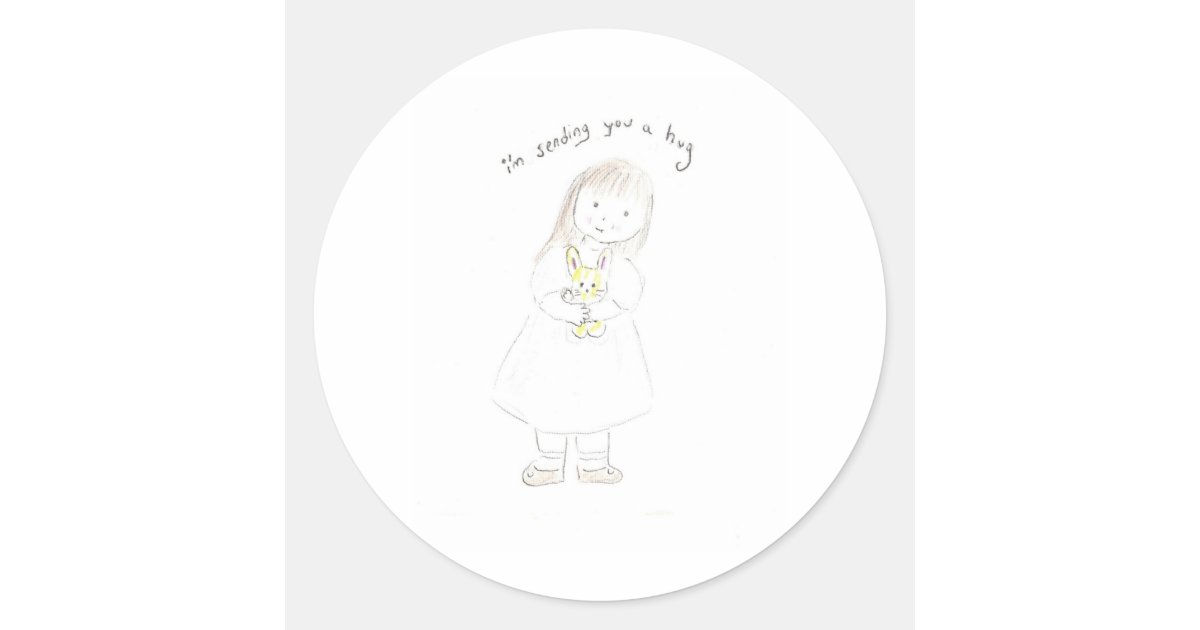 Sending a hug classic round sticker | Zazzle