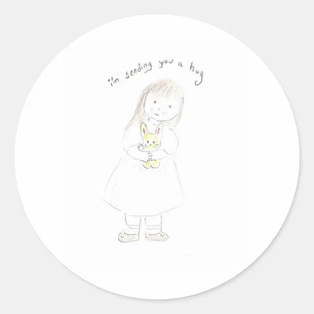 Sending a hug classic round sticker | Zazzle