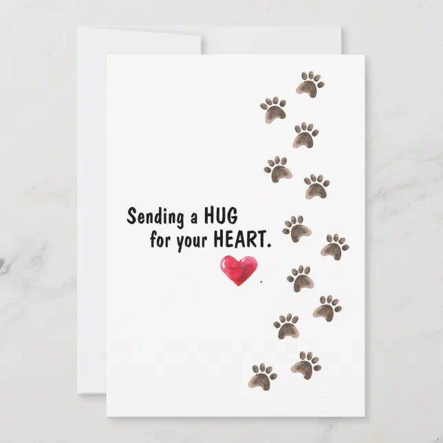 Sending A Hug for your Heart Pet Loss Sympathy Card | Zazzle
