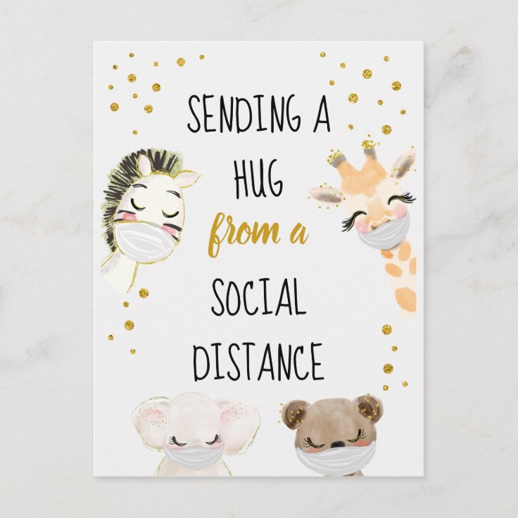 Sending a hug from a Social Distance Postcard | Zazzle