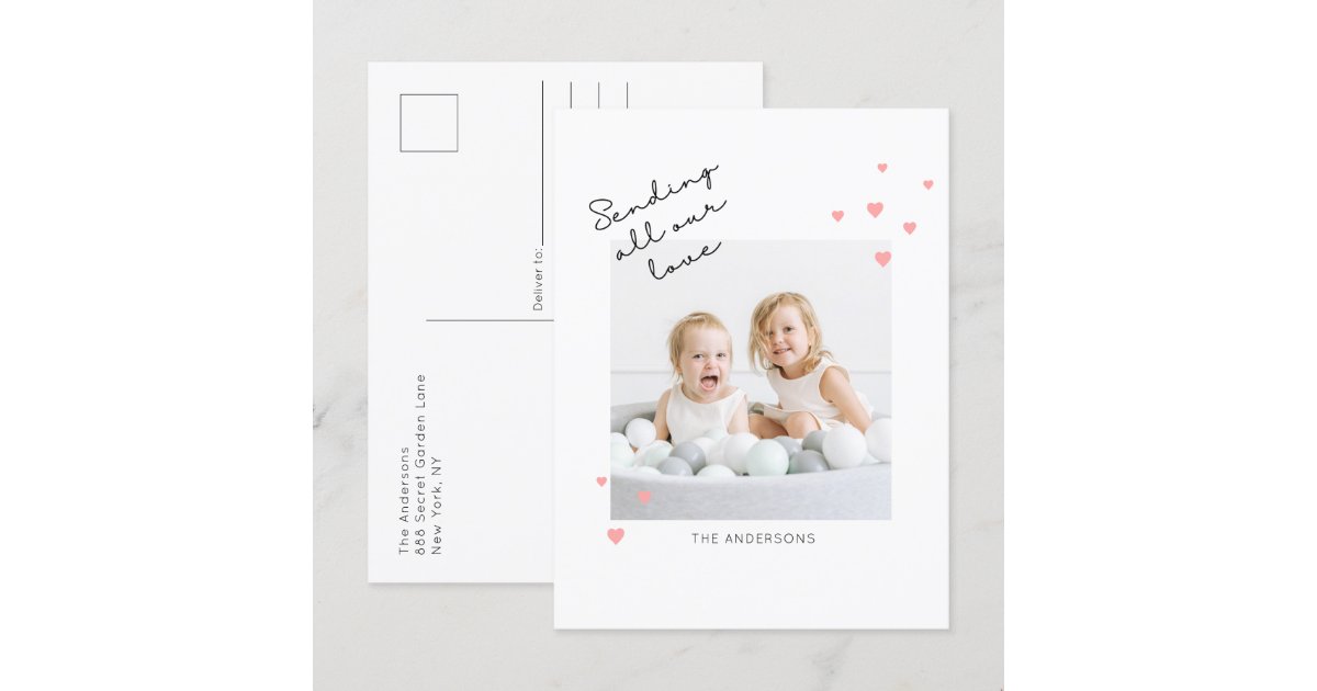 Sending Love Valentine's Day Photo Postcard | Zazzle