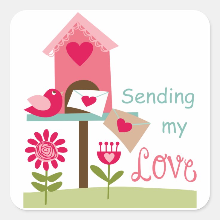 Sending My Love Square Sticker | Zazzle
