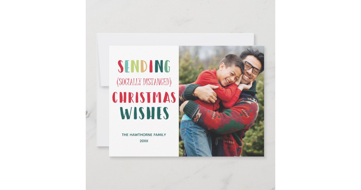 Sending (social distanced) Christmas Wishes custom Holiday Card | Zazzle