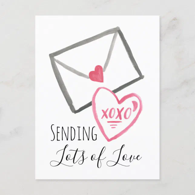 Sending Valentine's Love Letter Xoxo Heart Holiday Postcard | Zazzle