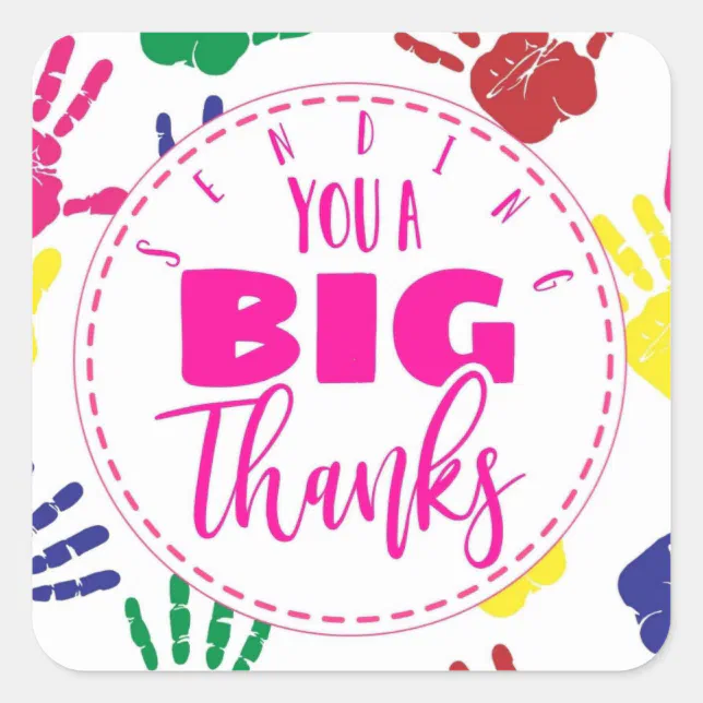 sending you a big thanks, huge staff thank you gif square sticker | Zazzle