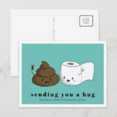 Sending You a Hug | Kawaii Toilet Paper & Poop Postcard | Zazzle