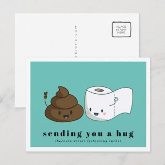 Sending You a Hug | Kawaii Toilet Paper & Poop Postcard | Zazzle