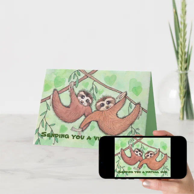 Sending You a Virtual Hug Sloth Card | Zazzle