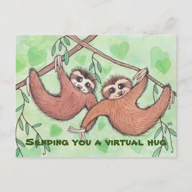 Sending You a Virtual Hug Sloth Postcard | Zazzle