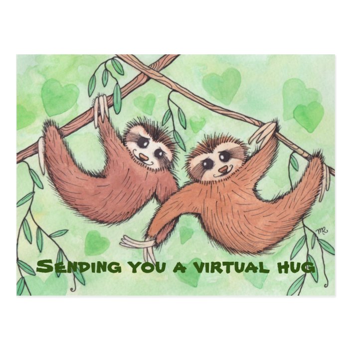 Sending You a Virtual Hug Sloth Postcard | Zazzle.com