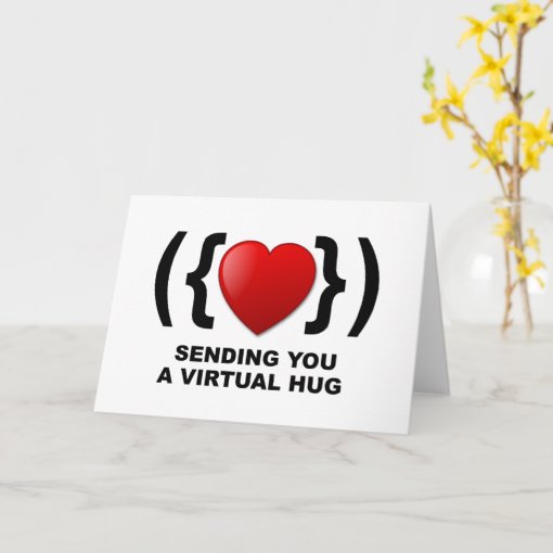 Sending You A Virtual Hug text, Emoticon & Heart Card | Zazzle