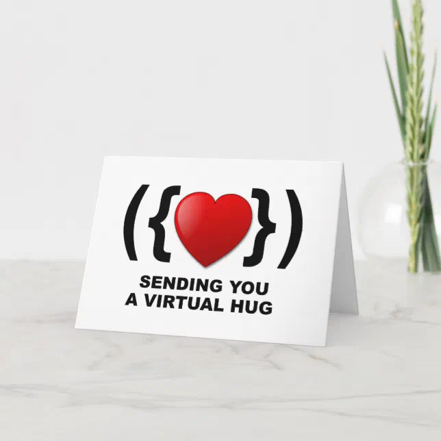 Sending You A Virtual Hug text, Emoticon & Heart Card | Zazzle