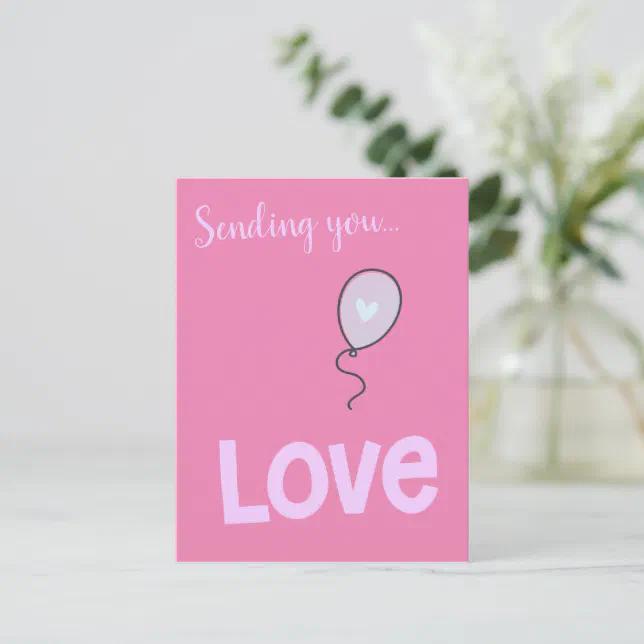 Sending you Love - Cute Balloon Postcard | Zazzle