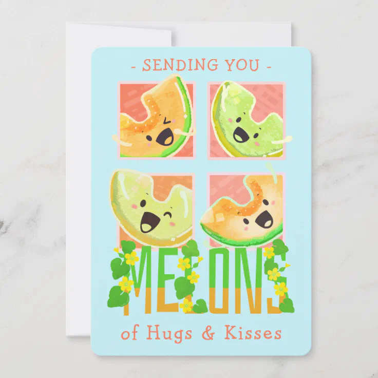 Sending You Melons of Hugs & Kisses | Pun Thank You Card | Zazzle