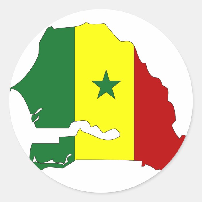 Senegal flag map classic round sticker | Zazzle.com