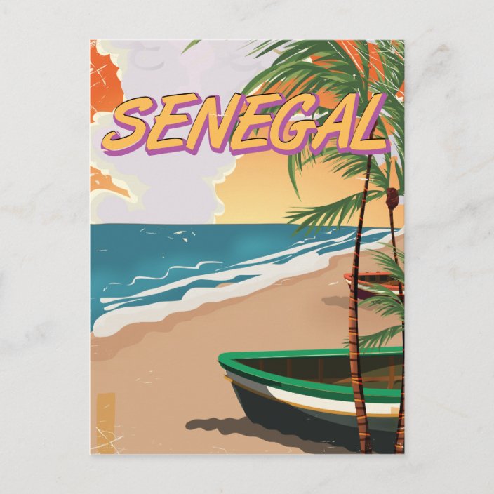 Senegal vintage beach poster postcard | Zazzle