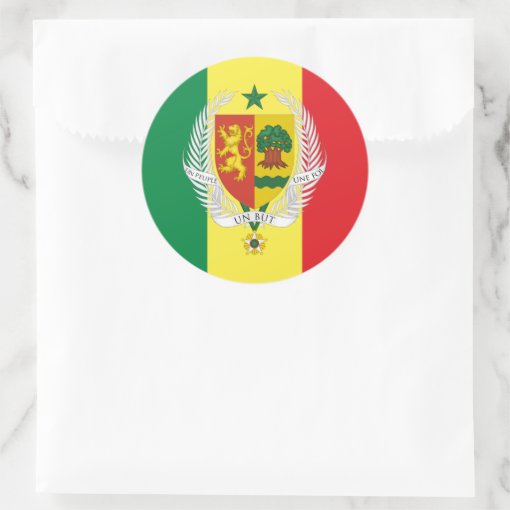 Senegalese Flag & Coat of Arms, Flag of Senegal Classic Round Sticker ...