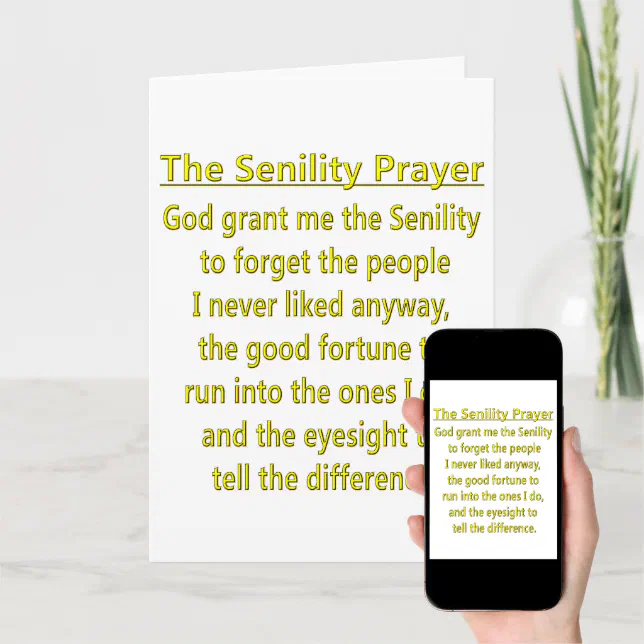 Senility Prayer Card | Zazzle