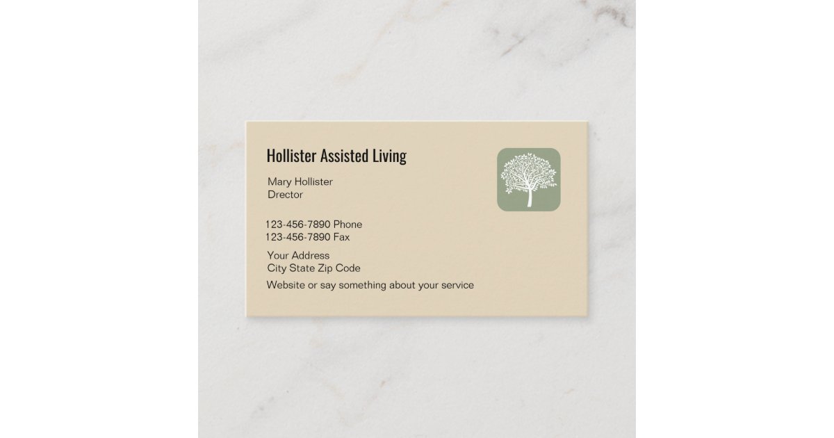 Senior Assisted Living Design Business Card | Zazzle