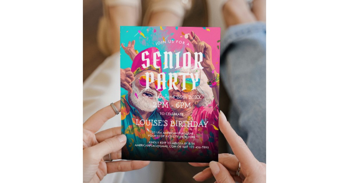 Senior Birthday Party And Grandparents Partying Invitation | Zazzle