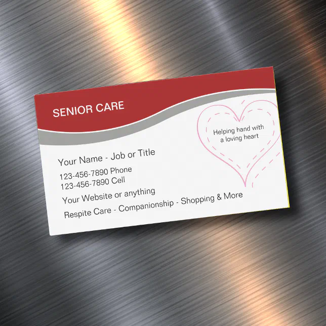Senior Care Medical Magnetic Business Cards | Zazzle