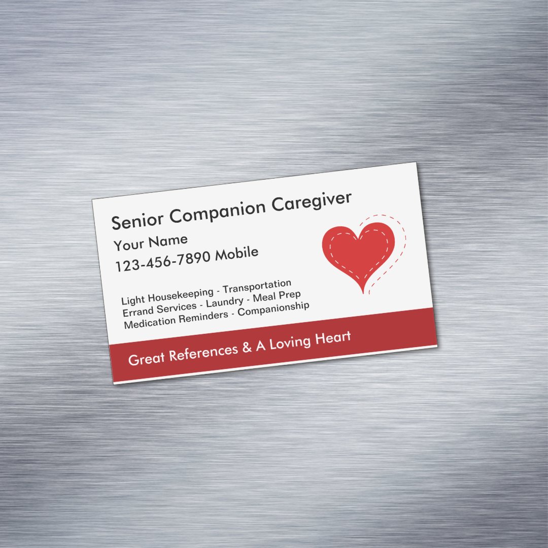 Senior Caregiver Home Health Business Card Magnet | Zazzle
