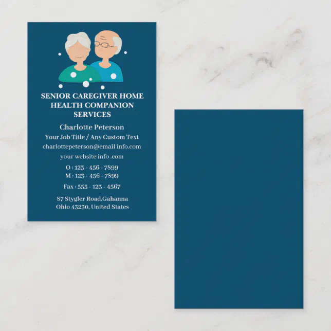 Senior Caregiver Home Health Care Business Card | Zazzle
