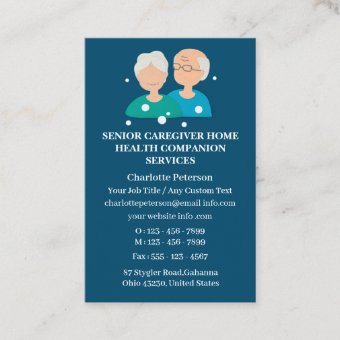 Senior Caregiver Home Health Care Business Card | Zazzle