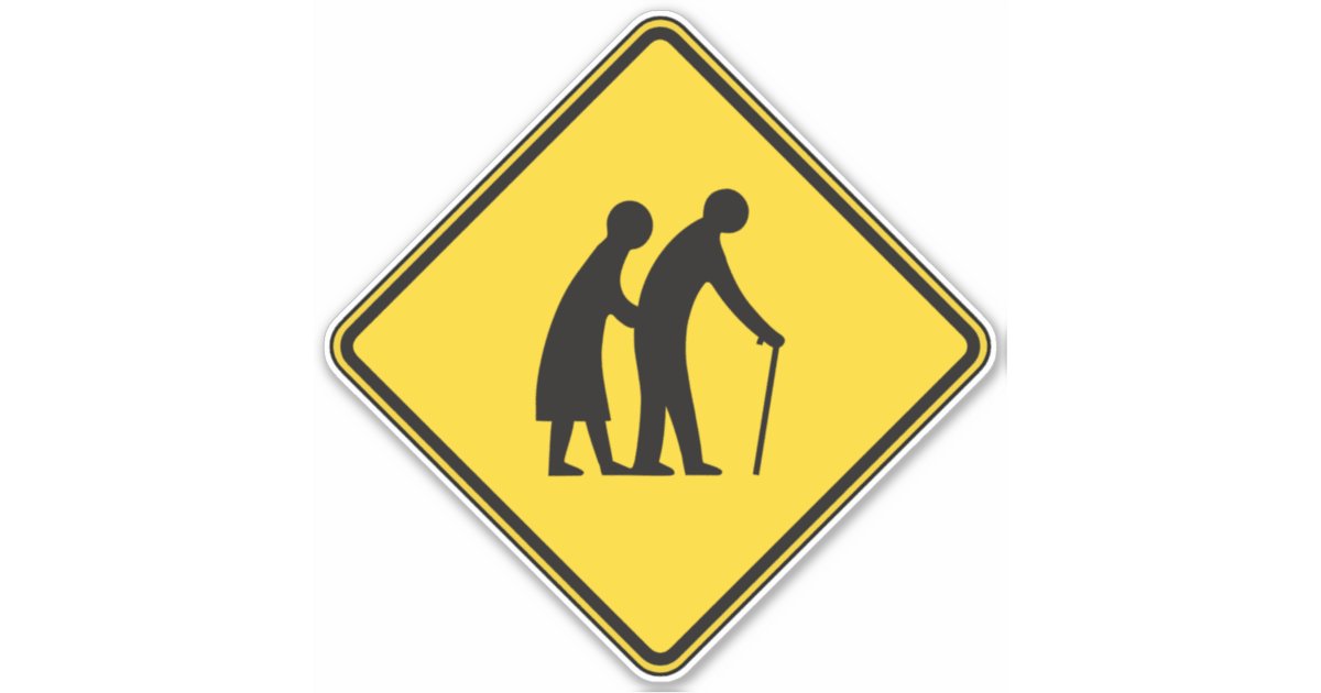 Senior Citizen Crossing Sticker | Zazzle