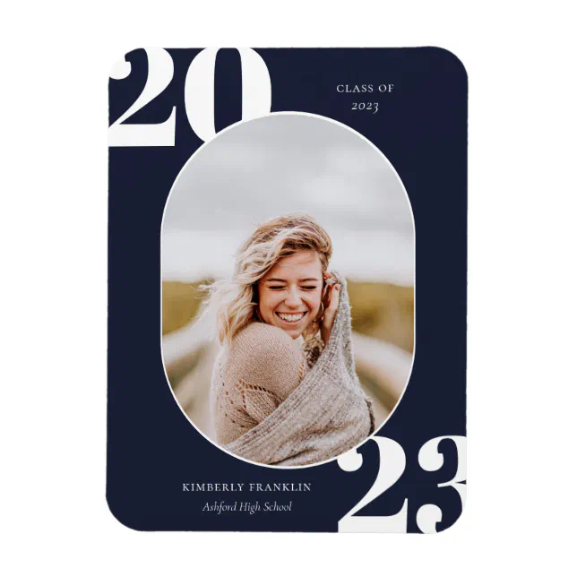 Senior Class Rounded Photo Frame Graduation Magnet | Zazzle