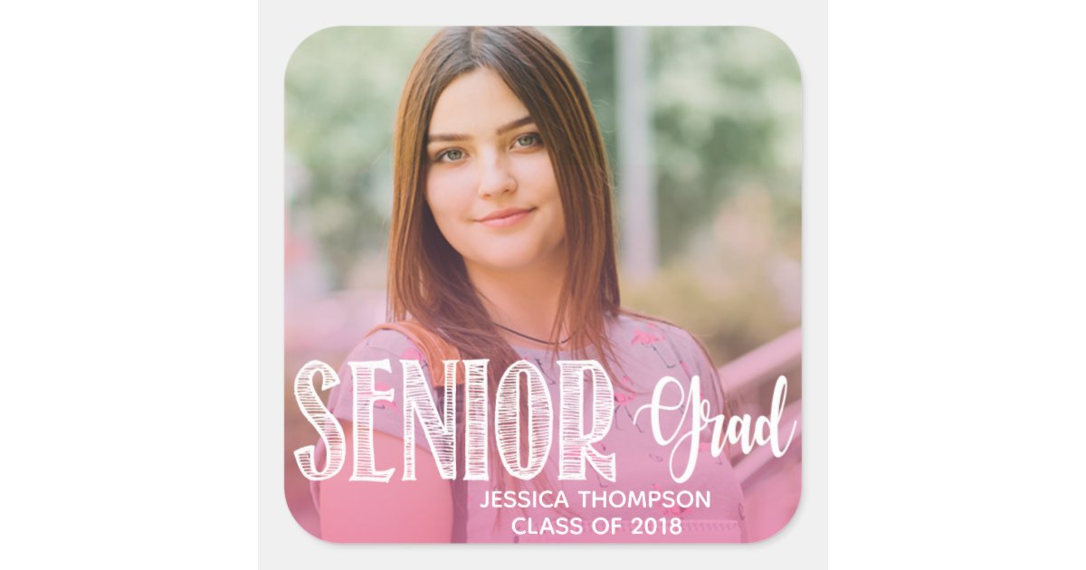 Senior Grad | photo Graduation party sticker | Zazzle