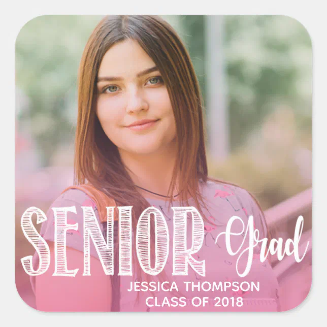 Senior Grad | photo Graduation party sticker | Zazzle