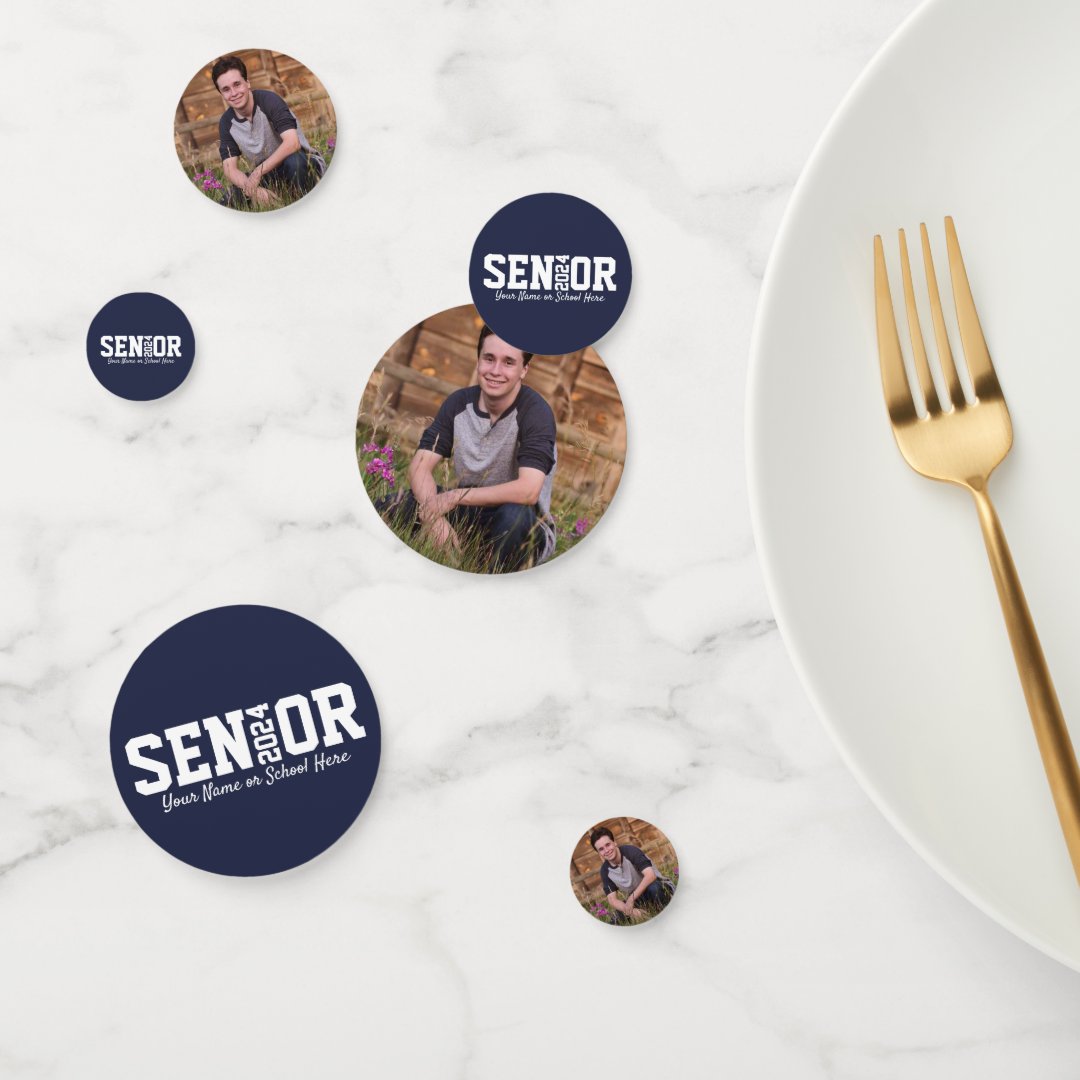 Senior Graduation Block Letter Any Year Photo Confetti | Zazzle