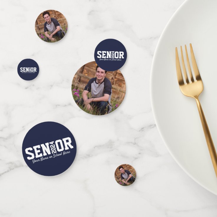 Senior Graduation Block Letter Any Year Photo Confetti | Zazzle