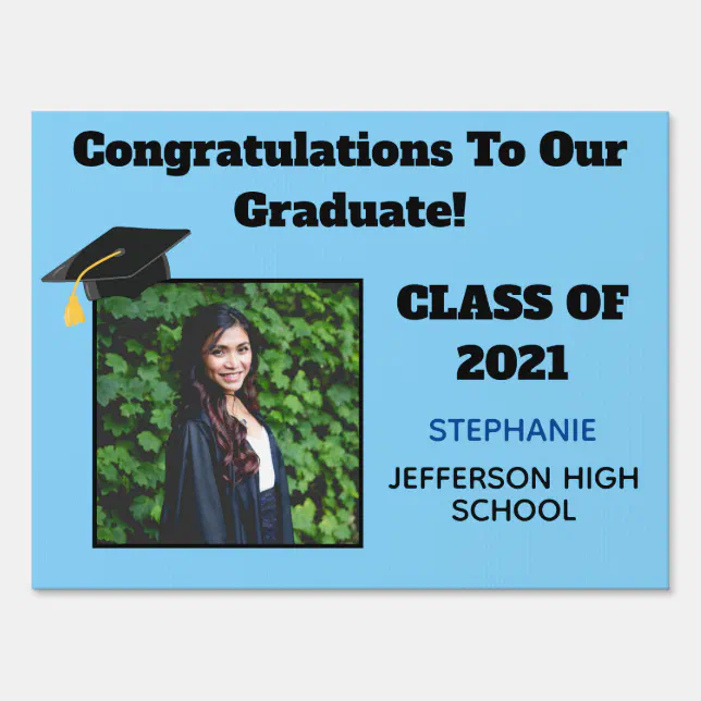 Senior Graduation Photo Class of 2021 Blue Yard Sign | Zazzle