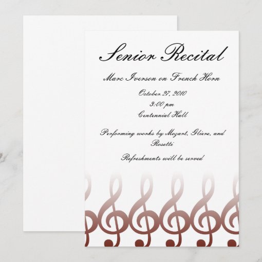Senior Music Recital Invitation | Zazzle