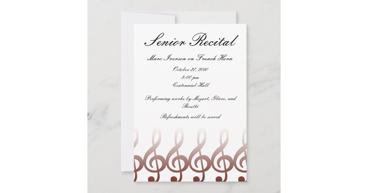 Senior Music Recital Invitation | Zazzle
