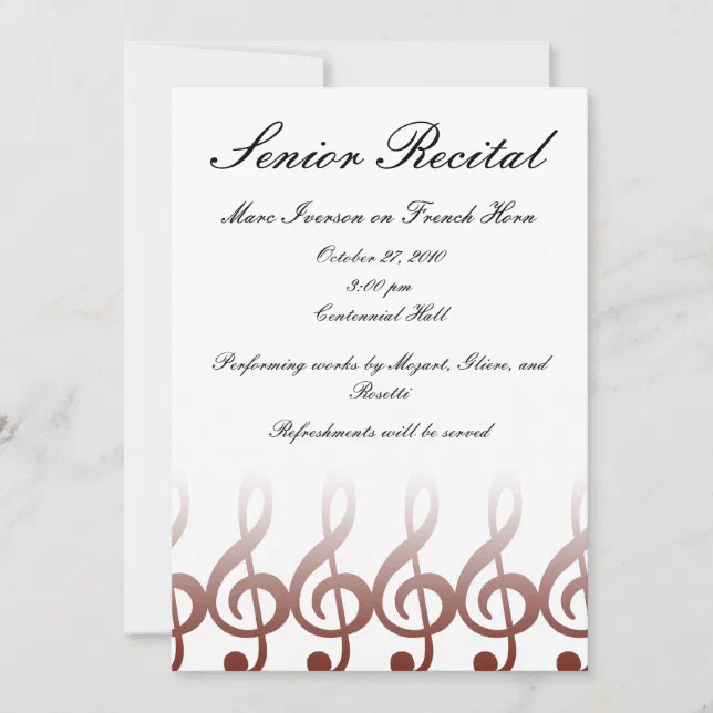 Senior Music Recital Invitation | Zazzle