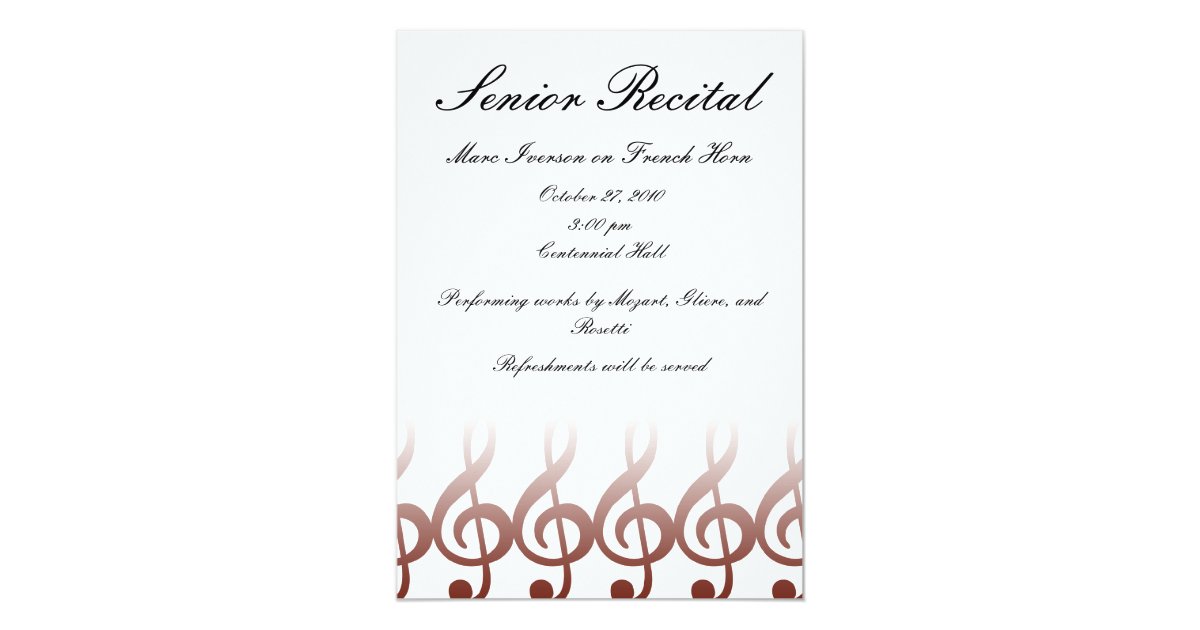 Senior Music Recital Invitation | Zazzle.com