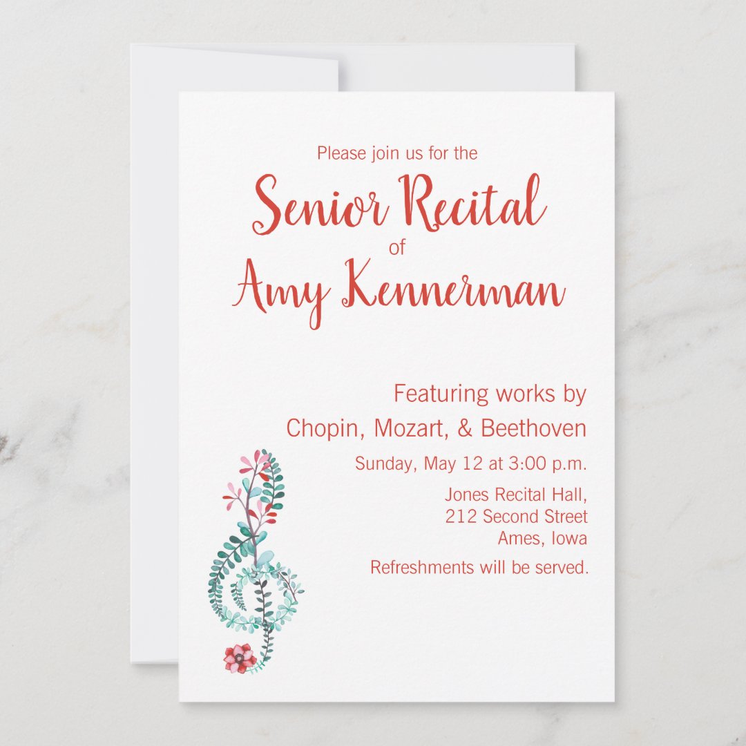 Senior Music Recital Invitation | Zazzle