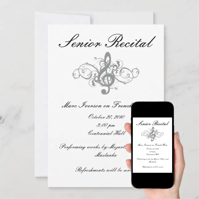 Senior Music Recital Invitation | Zazzle