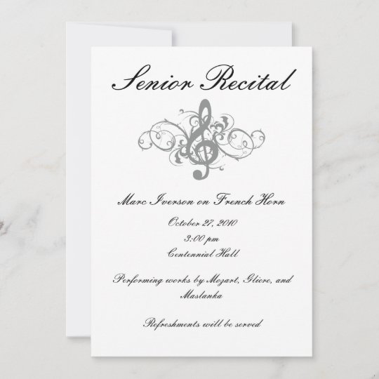 Senior Music Recital Invitation | Zazzle.com