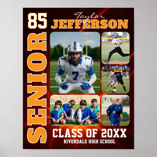 Senior Night Sports Team Custom Photo Collage Poster | Zazzle