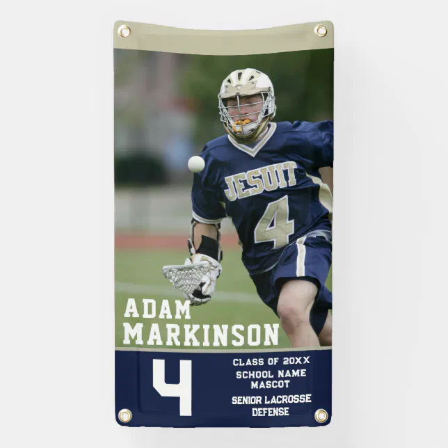 Senior Sport Lacrosse Color Block Outdoor Banner | Zazzle