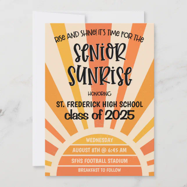 Senior Sunrise High School Senior Week Invitation | Zazzle