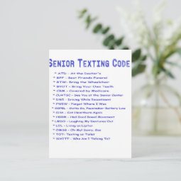 Senior Texting Code Postcard | Zazzle
